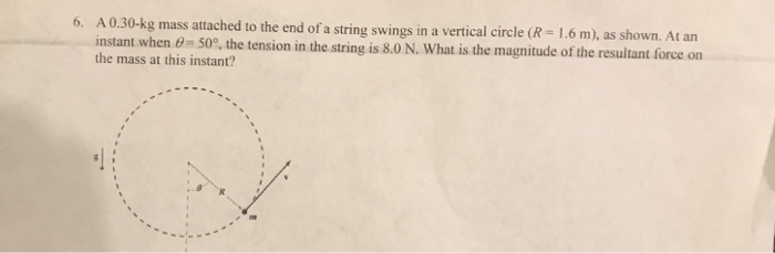 Solved 6. A 0.30-kg mass attached to the end of a string | Chegg.com
