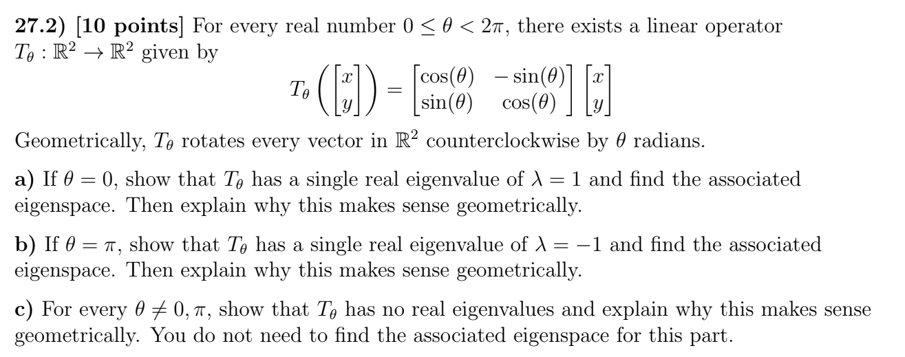 27.2) [10 points] For every real number 0≤θ