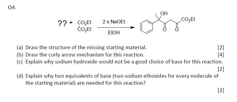 Solved Q4. CO2Et ?? + CO2Et 2 x NaOEt CO2Et EtOH [2] (a) | Chegg.com