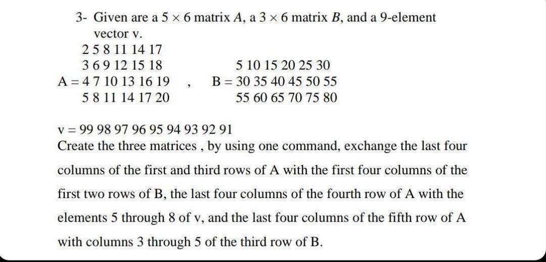 3- Given are a 5 x 6 matrix A, a 3 x 6 matrix B, and | Chegg.com