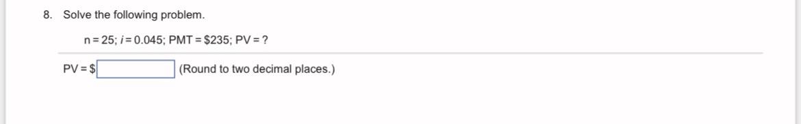 Solved 8. Solve the following problem. | Chegg.com