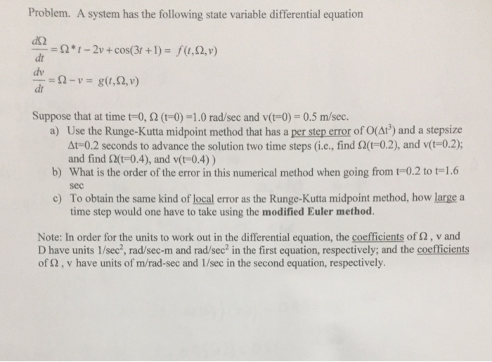Solved Problem. A system has the following state variable | Chegg.com