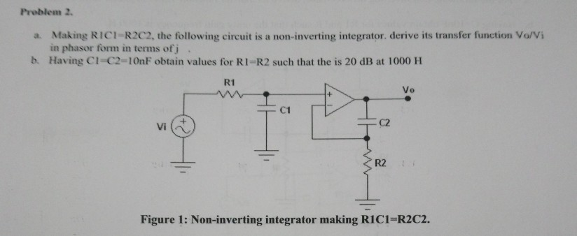 Solved Problem 2 a. Making RICI-R2C2, the following circuit | Chegg.com