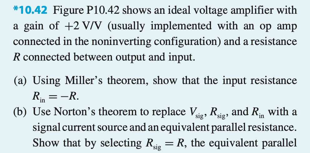 Solved *10.42 Figure P10.42 shows an ideal voltage amplifier | Chegg ...