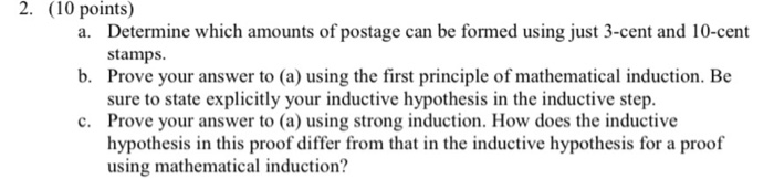 Solved 2. (10 points) a. Determine which amounts of postage | Chegg.com