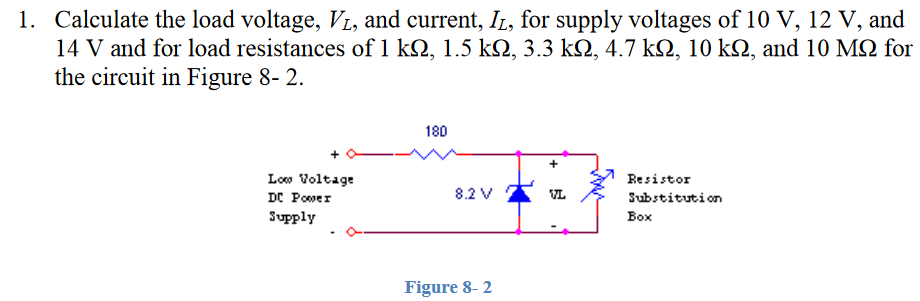 Solved 1. Calculate the load voltage, VỊ, and current, Iư, | Chegg.com