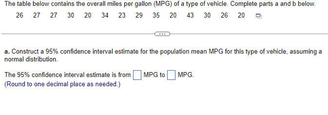 Solved a. Construct a 95% confidence interval estimate for | Chegg.com