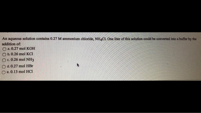 Solved An aqueous solution contains 0.27 M ammonium | Chegg.com