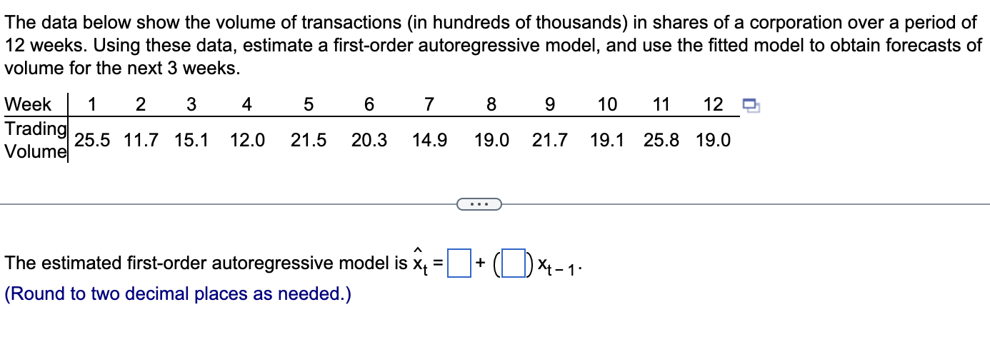 Solved The data below show the volume of transactions (in | Chegg.com