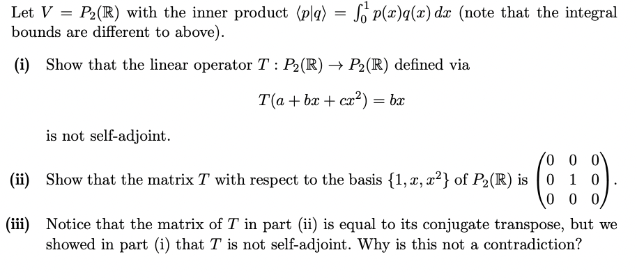Solved Let V=P2(R) with the inner product | Chegg.com