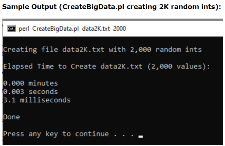 Solved Write A Perl Program Createbigdatapl That Creates 5583