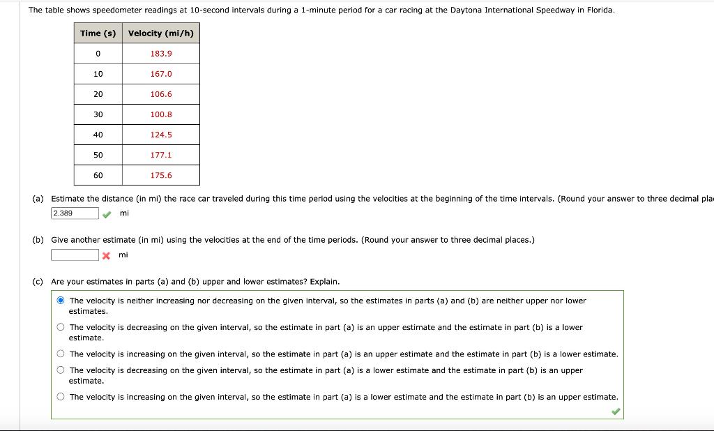 Solved The table shows speedometer readings at 10-second | Chegg.com