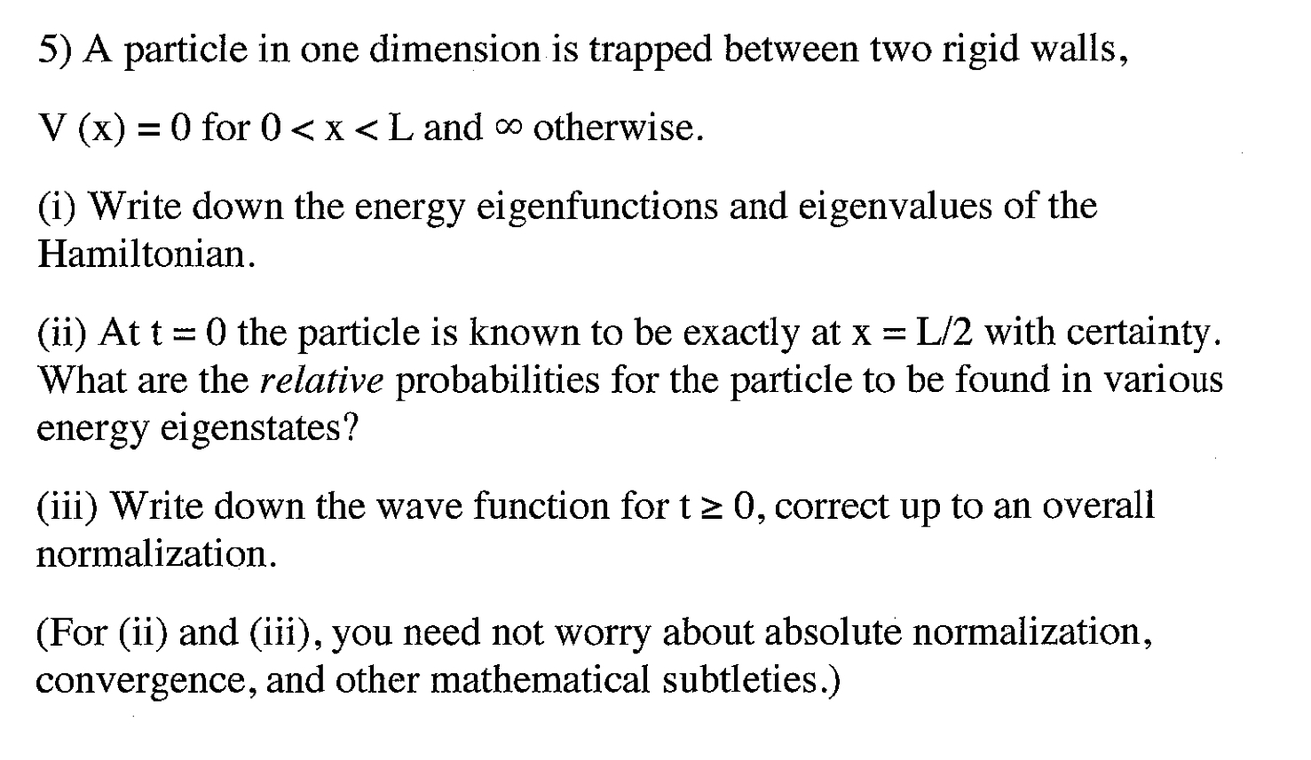 Solved 5) A particle in one dimension is trapped between two | Chegg.com