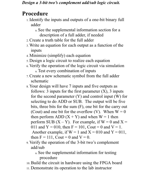 Solved 1. Identify the inputs and outputs of a one-bit | Chegg.com