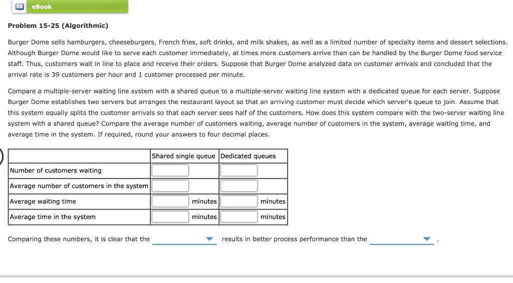 Solved eBook Problem 15-25 (Algorithmic) Burger Dome sells | Chegg.com