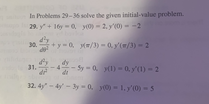 Solved In Problems 29-36 solve the given initial-value | Chegg.com