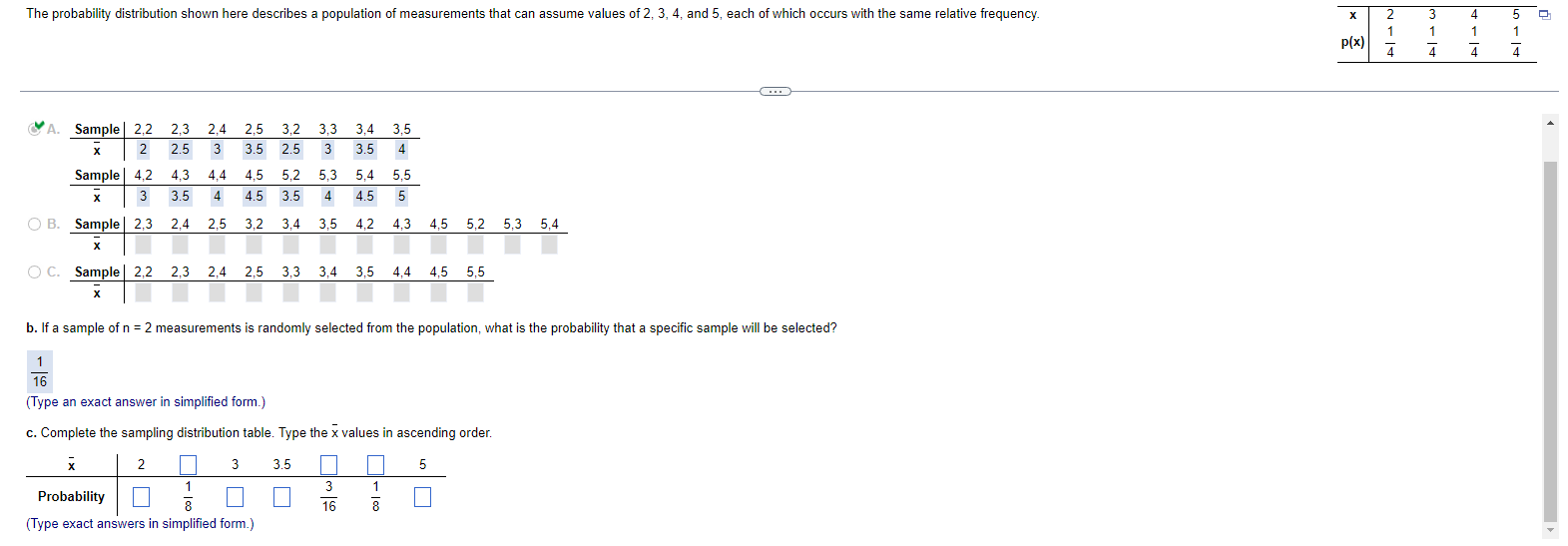 Solved The probability distribution shown here describes a | Chegg.com