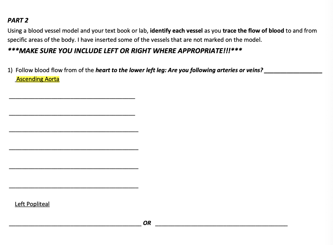Solved PART 2 Using a blood vessel model and your text book | Chegg.com