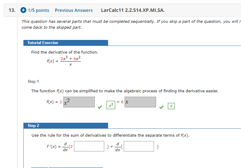 Solved 13. + 1/5 points Previous Answers LarCalc11 | Chegg.com