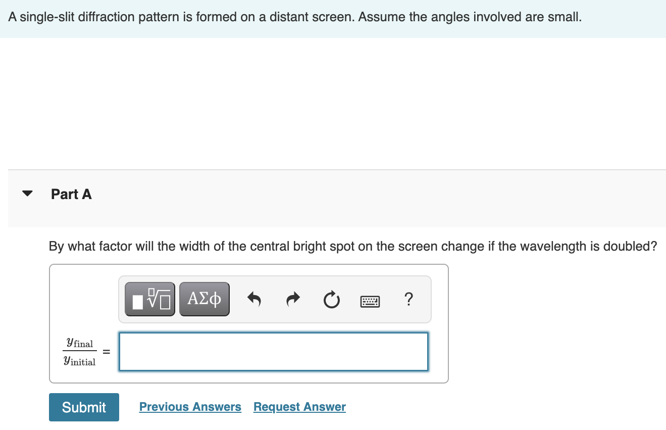Solved A single-slit diffraction pattern is formed on a | Chegg.com