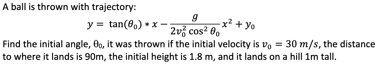 Solved A ball is thrown with trajectory: | Chegg.com