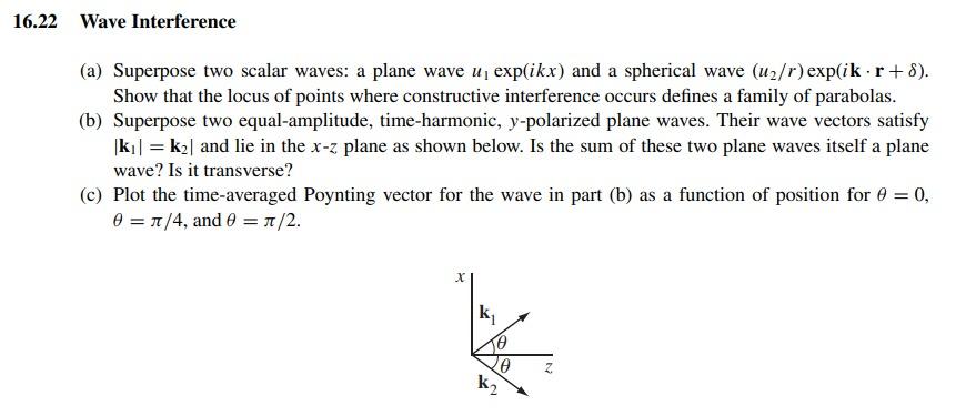 Solved 22 Wave Interference (a) Superpose two scalar waves: | Chegg.com