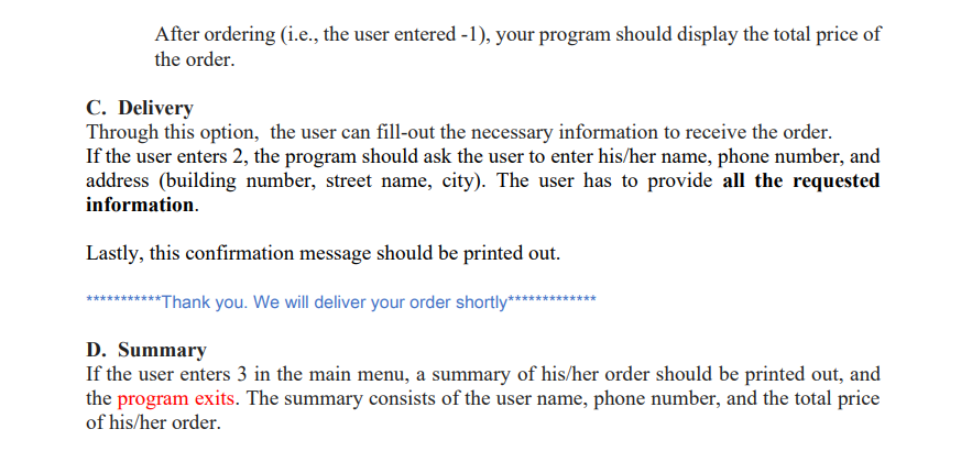 Solved Online Food Ordering and Delivery Application You are | Chegg.com