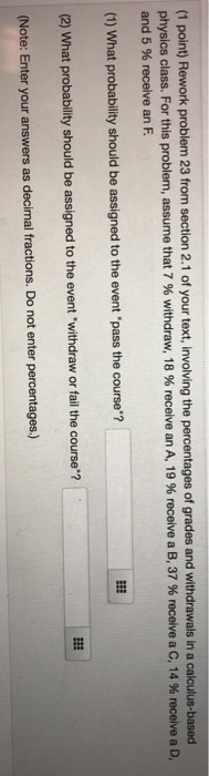 Solved (1 point) Rework problem 18 from section 2.1 of your | Chegg.com