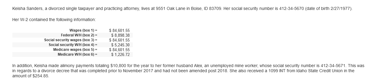 Solved Keisha Sanders, a divorced single taxpayer and | Chegg.com