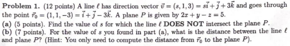 Solved Problem 1. (12 points) A line ℓ has direction vector | Chegg.com