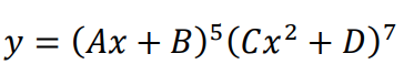 Solved y=(Ax+B)5(Cx2+D)7 | Chegg.com