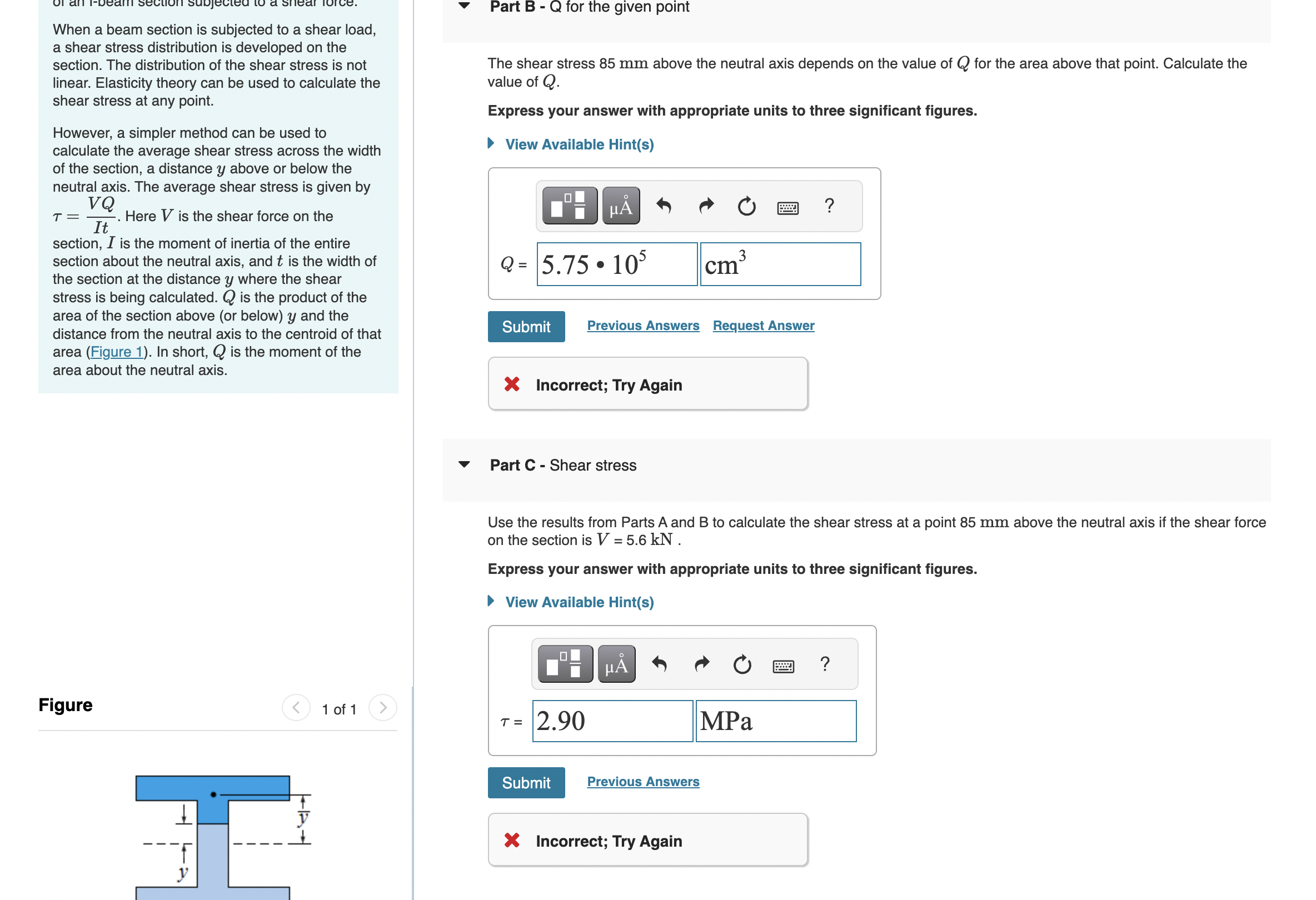 Solved Learning Goal: To calculate the shear stress at a | Chegg.com