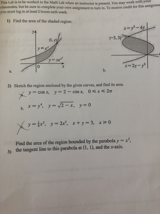 Solved This Lab is to be worked in the Math Lab when an | Chegg.com