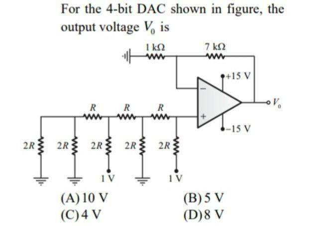 Solved For the 4-bit DAC shown in figure, the output voltage | Chegg.com