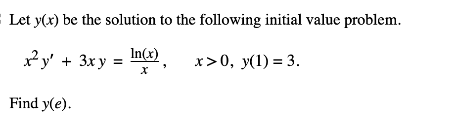 Solved Let y(x) be the solution to the following initial | Chegg.com