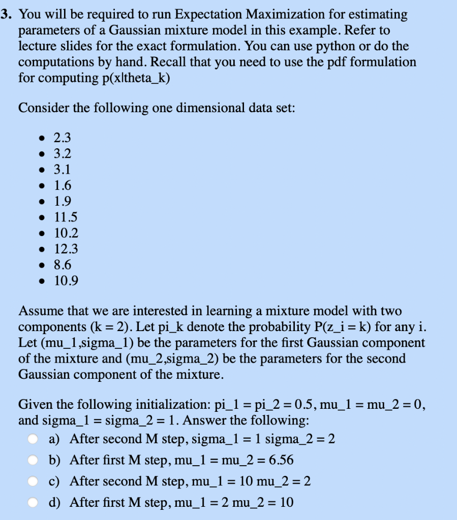 machine learning question. Please answer correct | Chegg.com