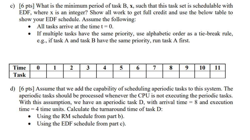 3 – [20 pts) Periodic Task Scheduling Assume that we | Chegg.com