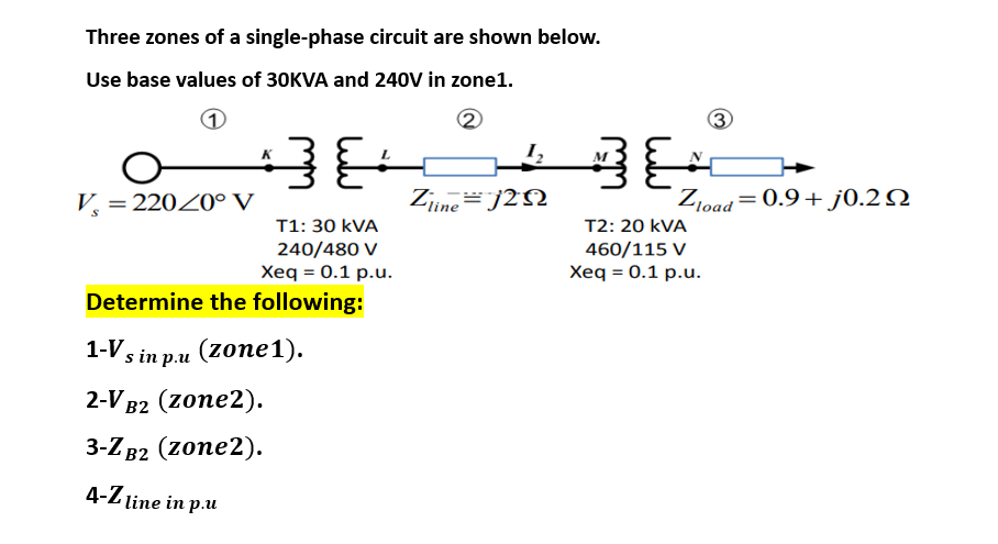 Solved Three zones of a single-phase circuit are shown | Chegg.com