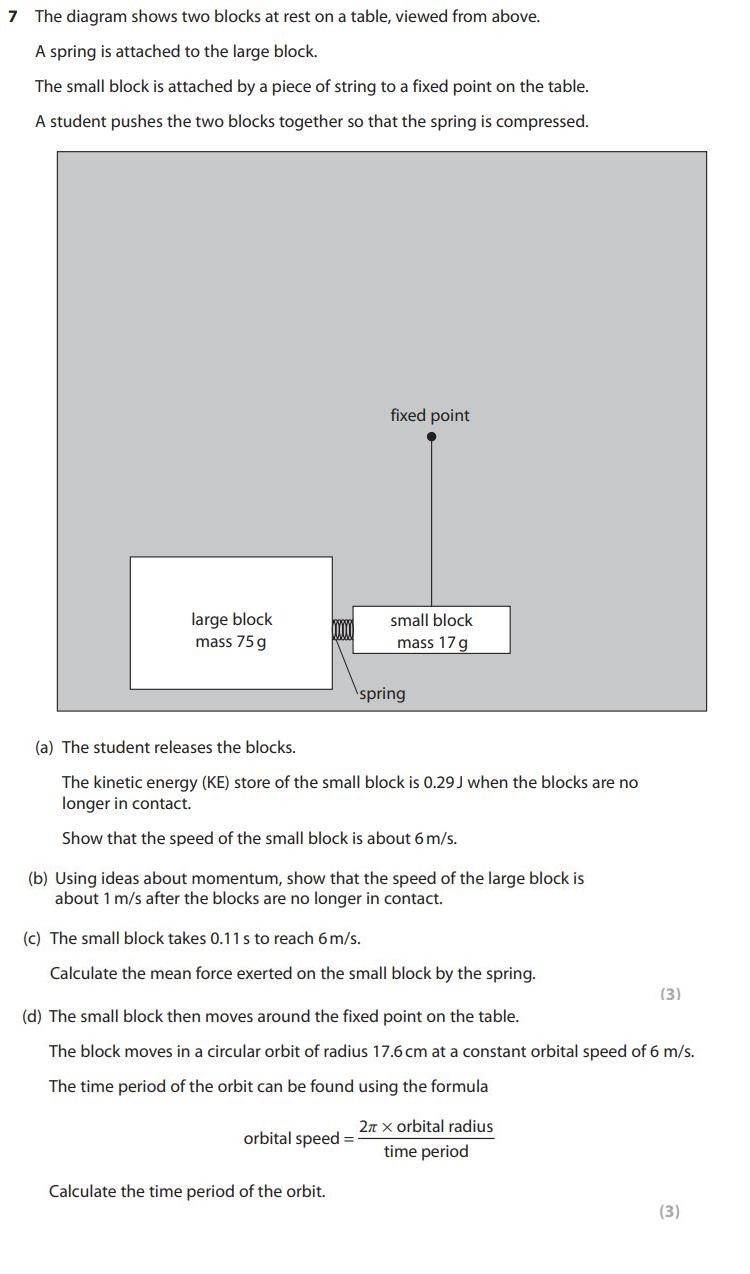 Solved 7 The diagram shows two blocks at rest on a table, | Chegg.com