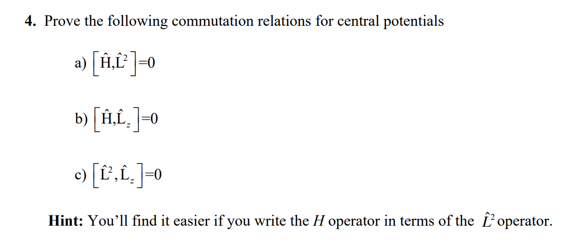 Solved 4. Prove the following commutation relations for | Chegg.com