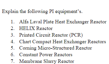 Solved Explain the following PI equipment's. 1. Alfa Laval | Chegg.com