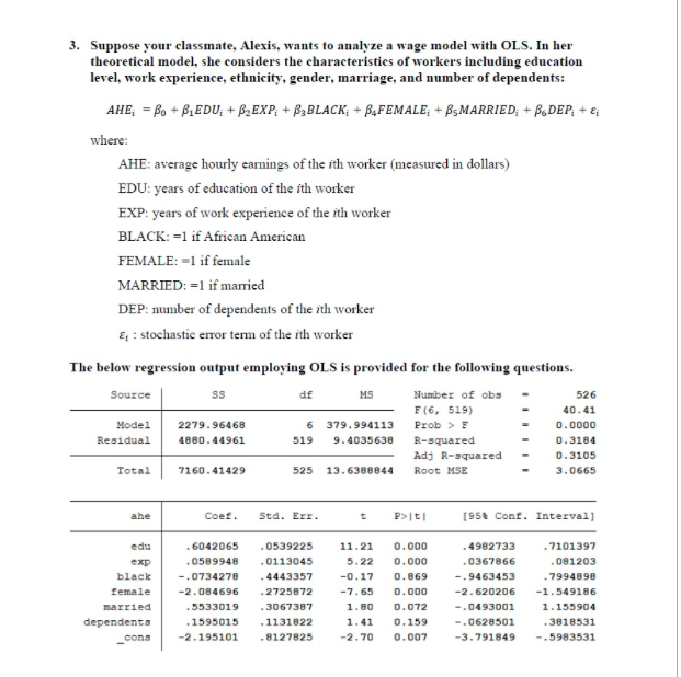 Solved 3. Suppose your classmate, Alexis, wants to analyze a | Chegg.com