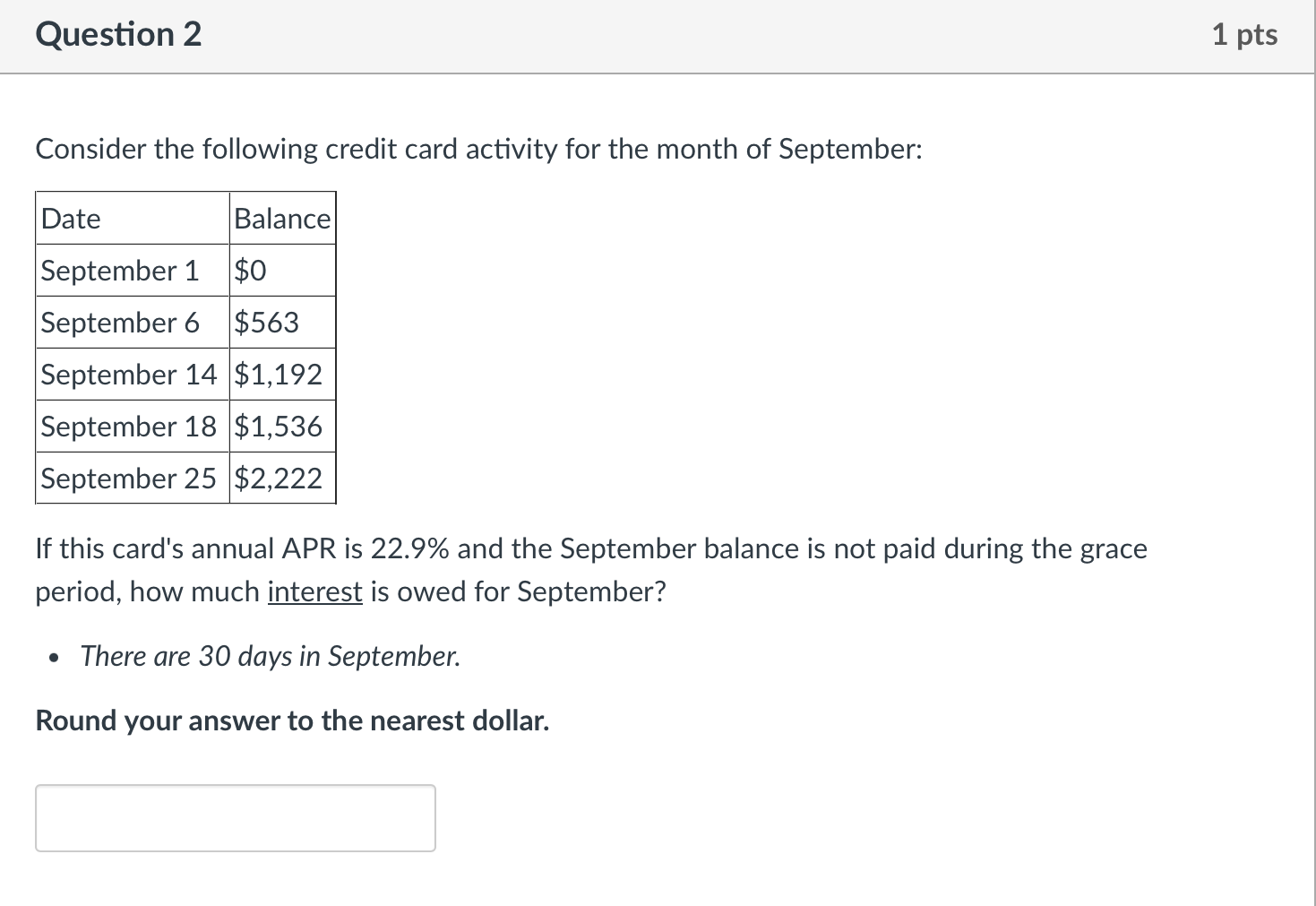Consider the following credit card activity for the | Chegg.com