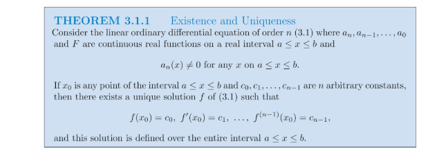 Solved THEOREM 3.1.1Existence and Uniqueness Consider the | Chegg.com
