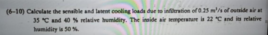Solved Calculate the sensible and latent cooling loads due | Chegg.com