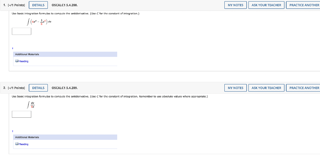 Solved 1. (-/1 Points) DETAILS OSCALC1 5.4.208. MY NOTES ASK | Chegg.com