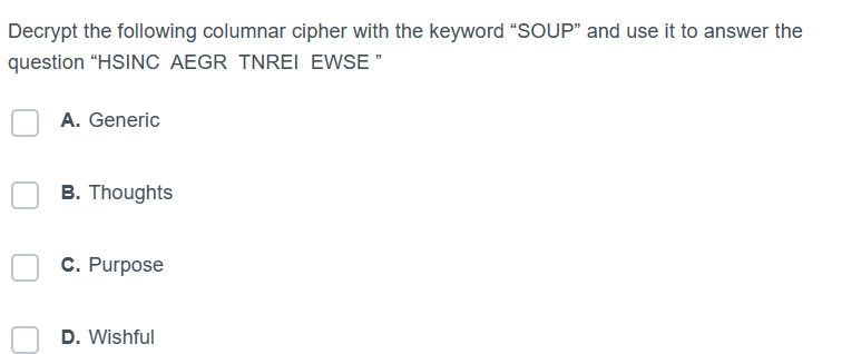 Solved Decrypt the following columnar cipher with the | Chegg.com