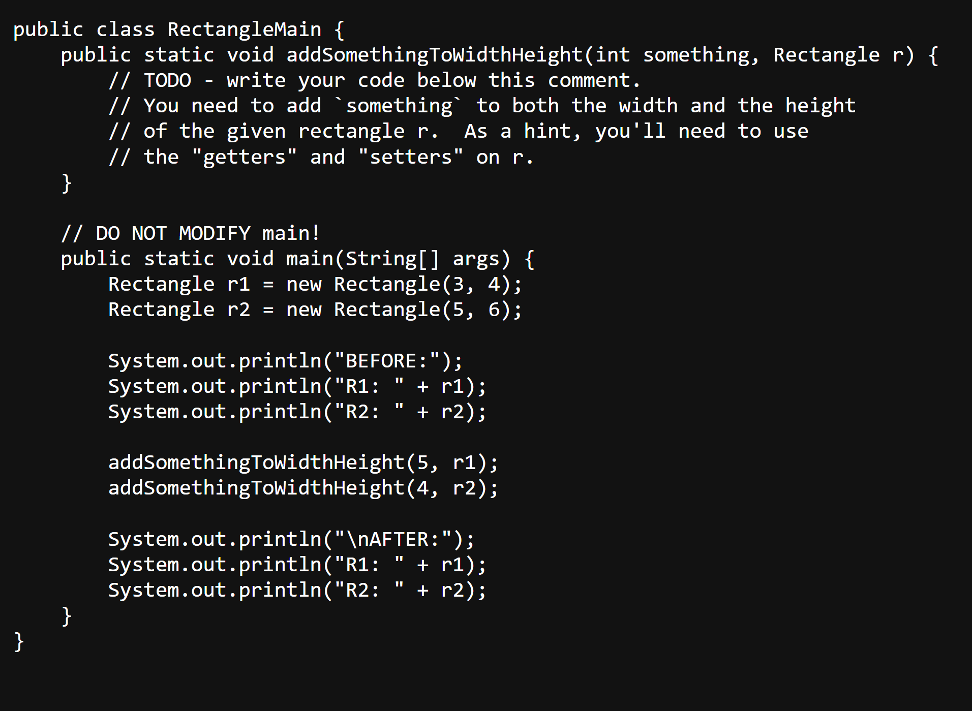 Solved java rectangleMain public static void | Chegg.com