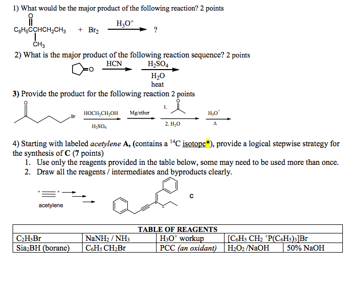 Solved 1) What would be the major product of the following | Chegg.com