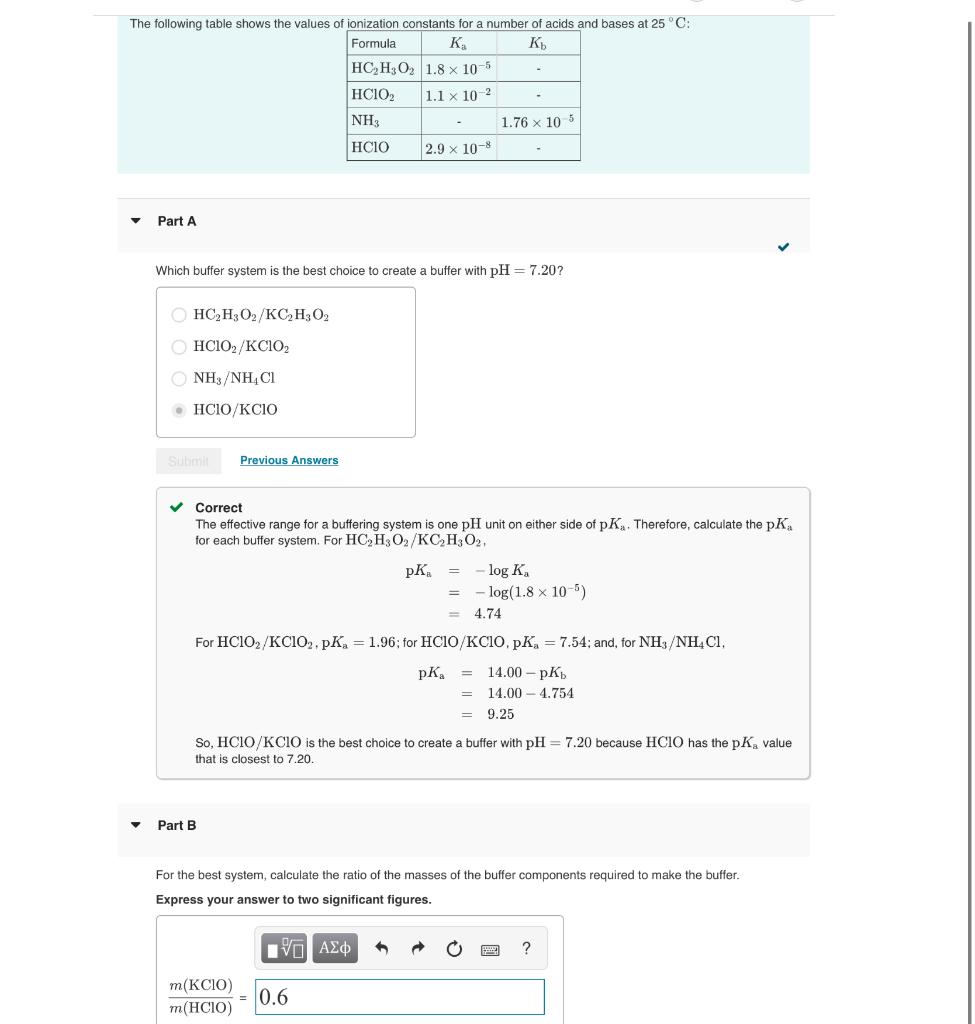 Solved Which buffer system is the best choice to create a | Chegg.com